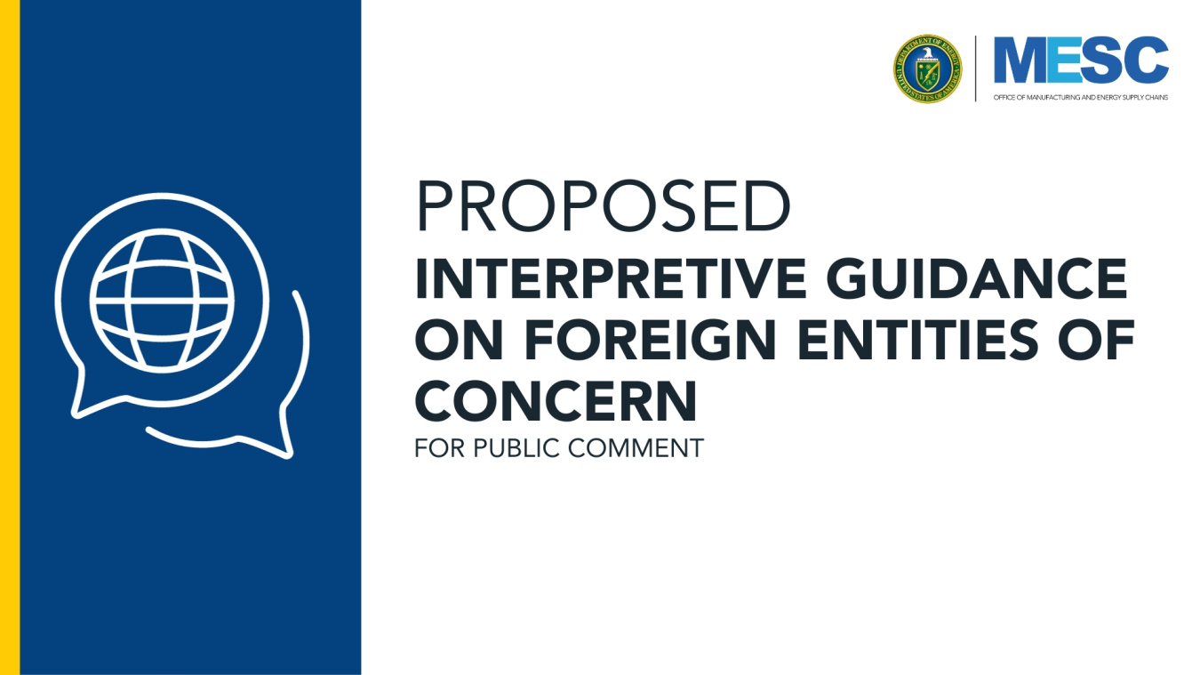 Foreign Entity of Concern Interpretive Guidance | Department of Energy